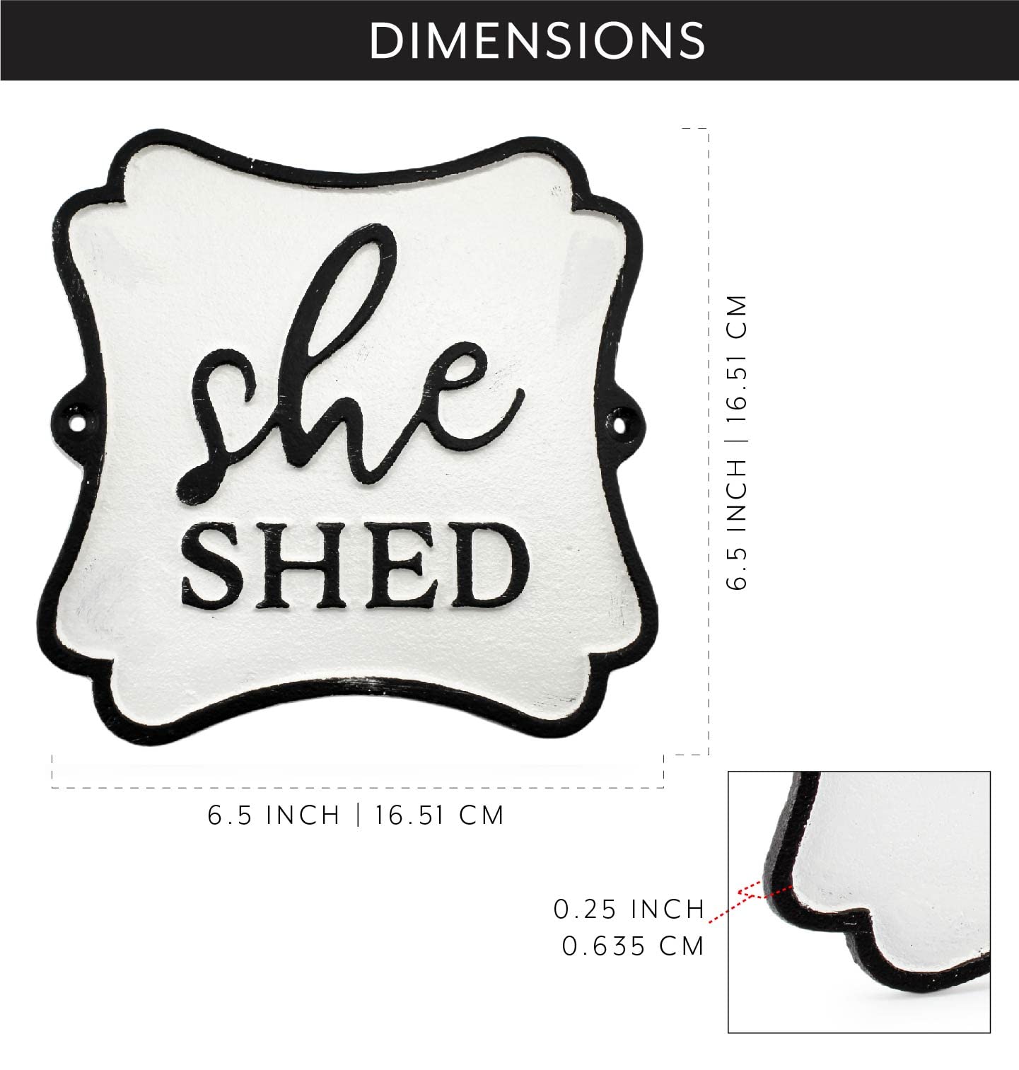 AuldHome Cast Iron She Shed Sign, Black-and-White Decorative Rustic ...